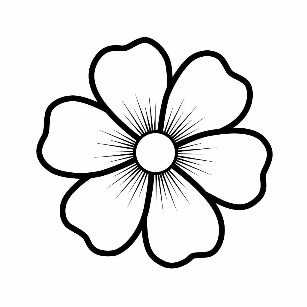 Simple Flower Outline SVG – Minimal Floral Line Art Clipart for Cricut ...